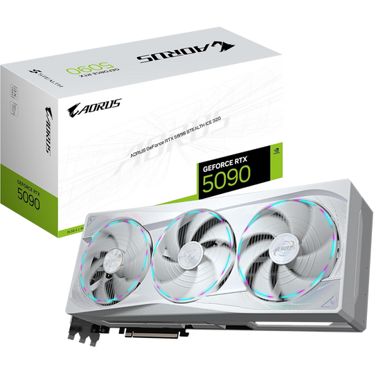 Gigabyte AORUS GeForce RTX 5090 STEALTH ICE Graphics Card, 32GB GDDR7 ...