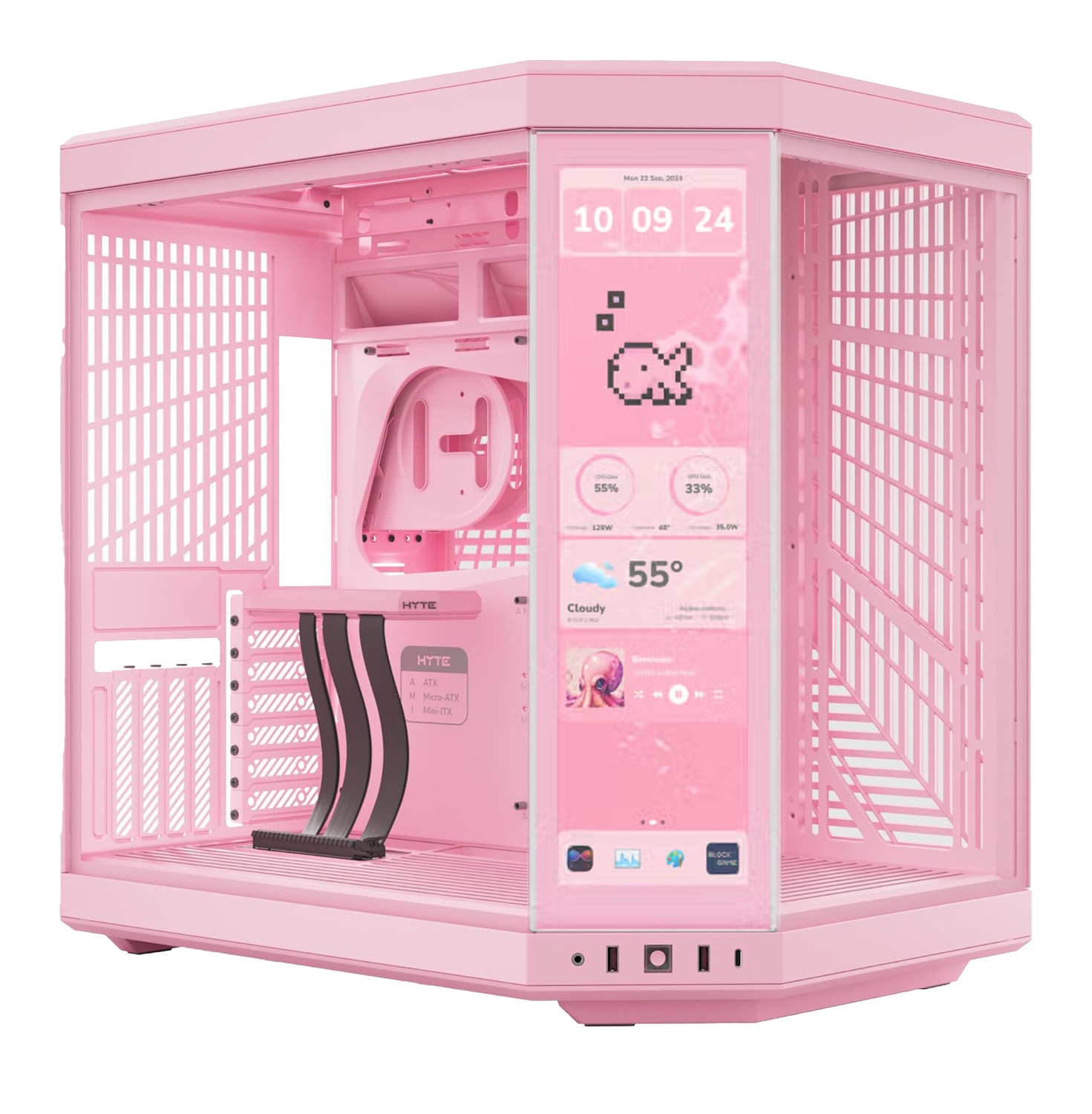 HYTE Y70 touch infinite Mid-Tower ATX CASE Strawberry Milk, Dual Chamb ...